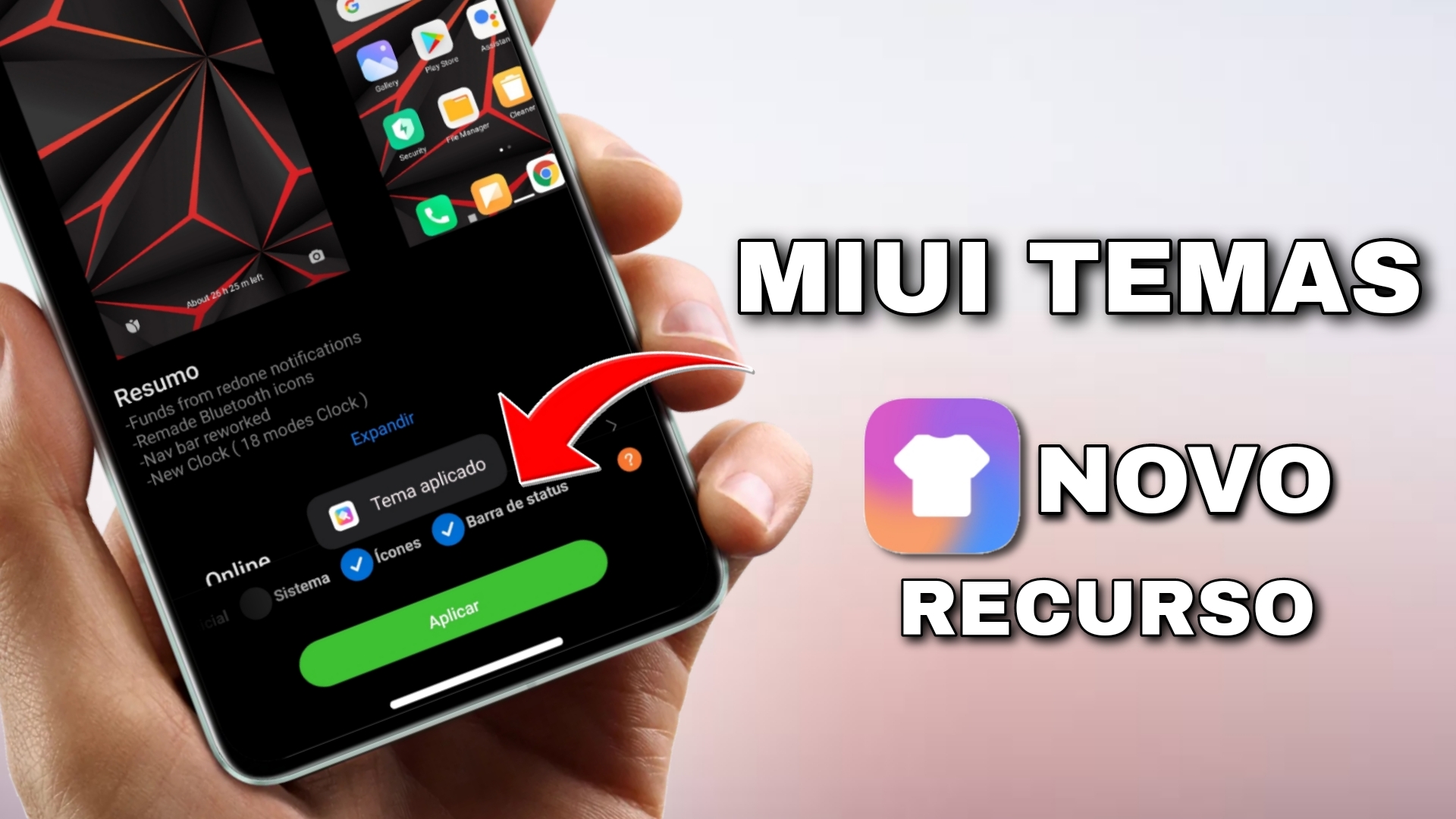 Novo Aplicativo de Temas - Novo Recurso - Aplique a Barra de Status ...