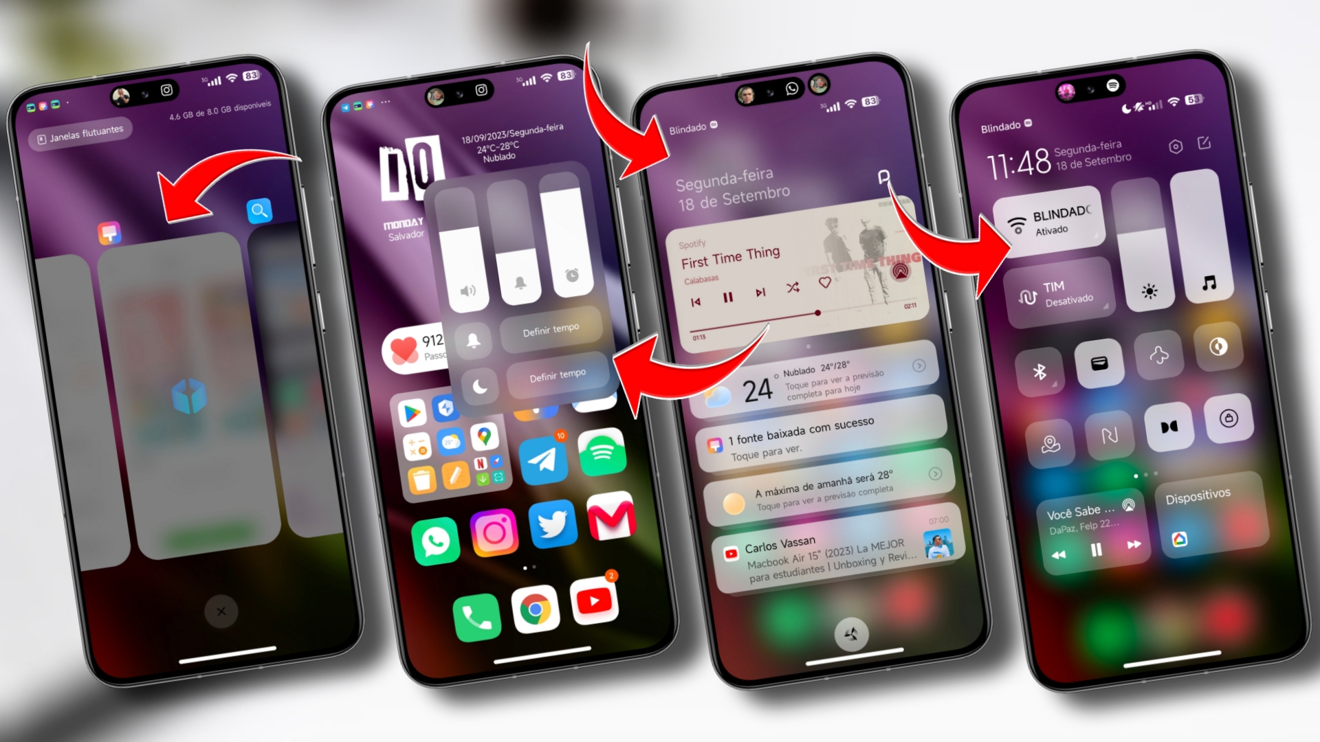 😍 Melhor Tema 😱 - Cards Estilo iOS - "Nova Central de Notificações ...